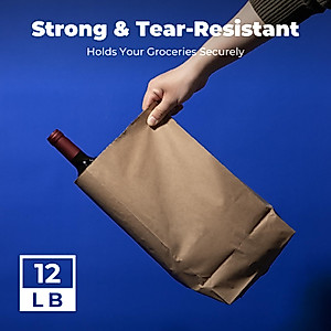 Fit Meal Prep 150 Pack 12 lb Brown Paper Lunch Bags, 13 x 7 x 4.5" Durable Paper Bags Bulk for Packing, Delivery, Take Out, Grocery, Retail Shopping, Premium Kraft Paper Sack for Snacks, Bakery