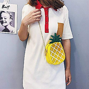 WILDFINDING Pineapple Messenger Bag,Small Fruit Shaped Crossbody Bag,Transparent Jelly Package Mini Shoulder Bag with Chain,Convenient Handbag for Female/Ladies/Girls, 17cm