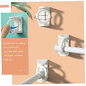 Zerodeko 4 Sets Telescopic Clothes Rail Drapery Hooks Clothes Hanger Hooks Telescoping Curtain Rod Brackets for Shelves Shower Curtain Rod Telescoping Pole Small Tension Rod Extending Pole