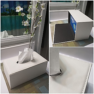 Cq acrylic Rectangular PU Leather Tissue Box Cover Holder,Modern Square Facial Tissue Holder Case Dispenser for Home and Car Decoration,Off White