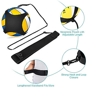 Volleyball Training Equipment Aid, Adjustable Solo Practice Soccer Volleyball Trainer, Volleyball Practice Rope for Serving, Spiking, Swing, Return Ball