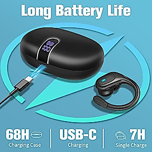 Wireless Earbuds, Bluetooth Headphones Over-Ear Stereo Wireless Earpieces with Charging Case Mics LED Battery Display, Waterproof Sports Wireless Earphones for Sports/Workout/Gym/Running (Black)