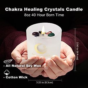 MIYOULUNA Lavender Aromatherapy Candle with Crystals, 8oz 100% Natural Soy Wax, 40H Burn, Ideal Scented Gift for Women, Moms, and Men - Great for Birthdays and Home Relaxation