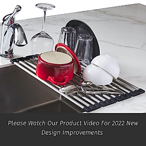Over The Sink Dish Drying Rack, 2pc Set, With Foldable Roll Up Dish Drying Rack & Compact Plate Holder. Space Saving Collapsible RV Dish Drainer, Sink Dish Drying Rack for Small Kitchen Counter