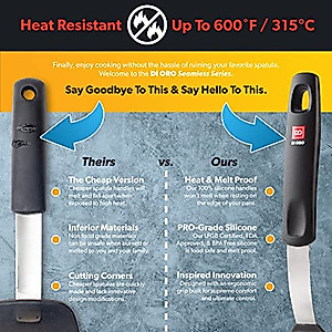 DI ORO Silicone Turner Spatula Set - Kitchen Spatulas for Nonstick Cookware - 600°F Heat-Resistant BPA Free Egg Spatula & Small Cookie Turners – Non Stick Flippers for Cooking - Dishwasher Safe