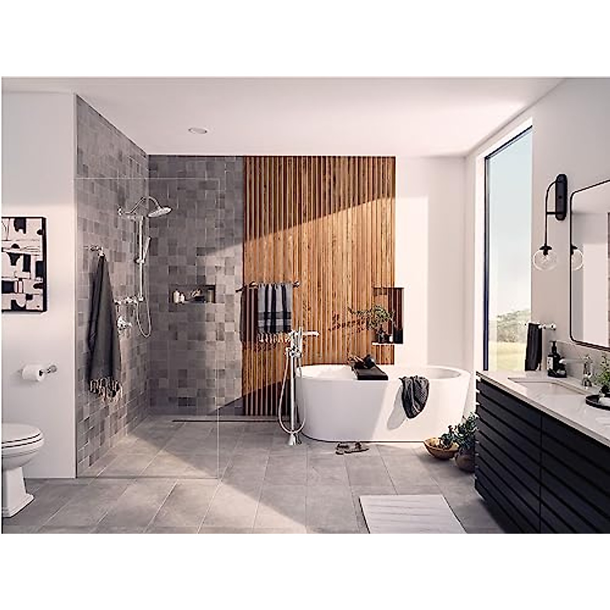 Moen Velocity Chrome Two-Function Rain Shower 8-Inch Showerhead with Immersion Technology for a High-Pressure Rinse, Round Rainfall Shower Head, Pressure Boosting Shower Head, S6320