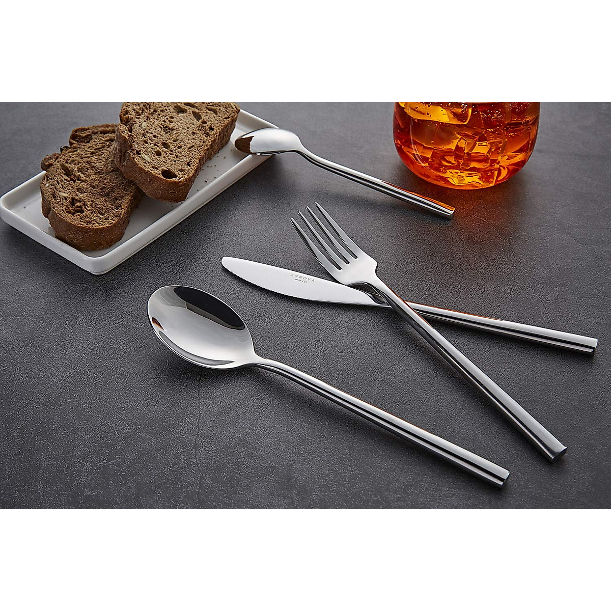 Annova Silverware Set 24 PCS Set Forged Premium Stainless Steel/Flatware - 6 x Dinner Forks, 6 x Dinner Knives, 6 x Dinner Spoons, 6 x Dessert Spoons - Service for 6