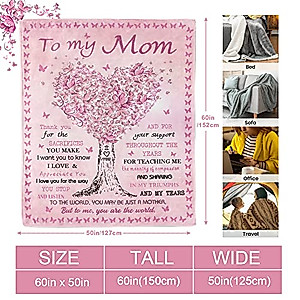 Quilazy Mothers Day Mom Gifts Blanket, Gifts for Mom from Daughter, Birthday Gifts for Mom, Mom Birthday Gifts, Great Mother Gifts, Best Mom Ever Gifts, Gift for Mom Mommy Throw Blanket 60" x 50"