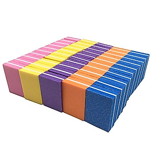 20pcs/lot Double-sided Mini Nail File Blocks Colorful Sponge Nail Polish Tool Washable Emery Board Professional Manicure Set Nail Care (Color : Purple)