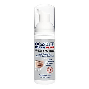 OCuSOFT Lid Scrub PLUS Platinum Extra Strength Foaming Eyelid Cleanser - Leave-On Eyelid & Eyelash Cleanser with Phytosphingosine to Remove Oil, Dirt & Makeup -1.68 fl oz