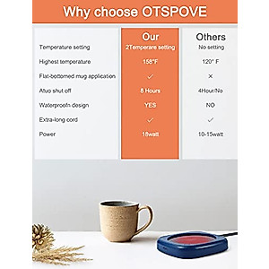 Coffee Mug Warmer - Candle Warmer Plate, Coffee Warmer for Desk with 2 Temperature Settings, Electric Coffee Cup Warmer, Auto Shut Off Tea Warmer, Beverage Warmer,Mug Heater Blue