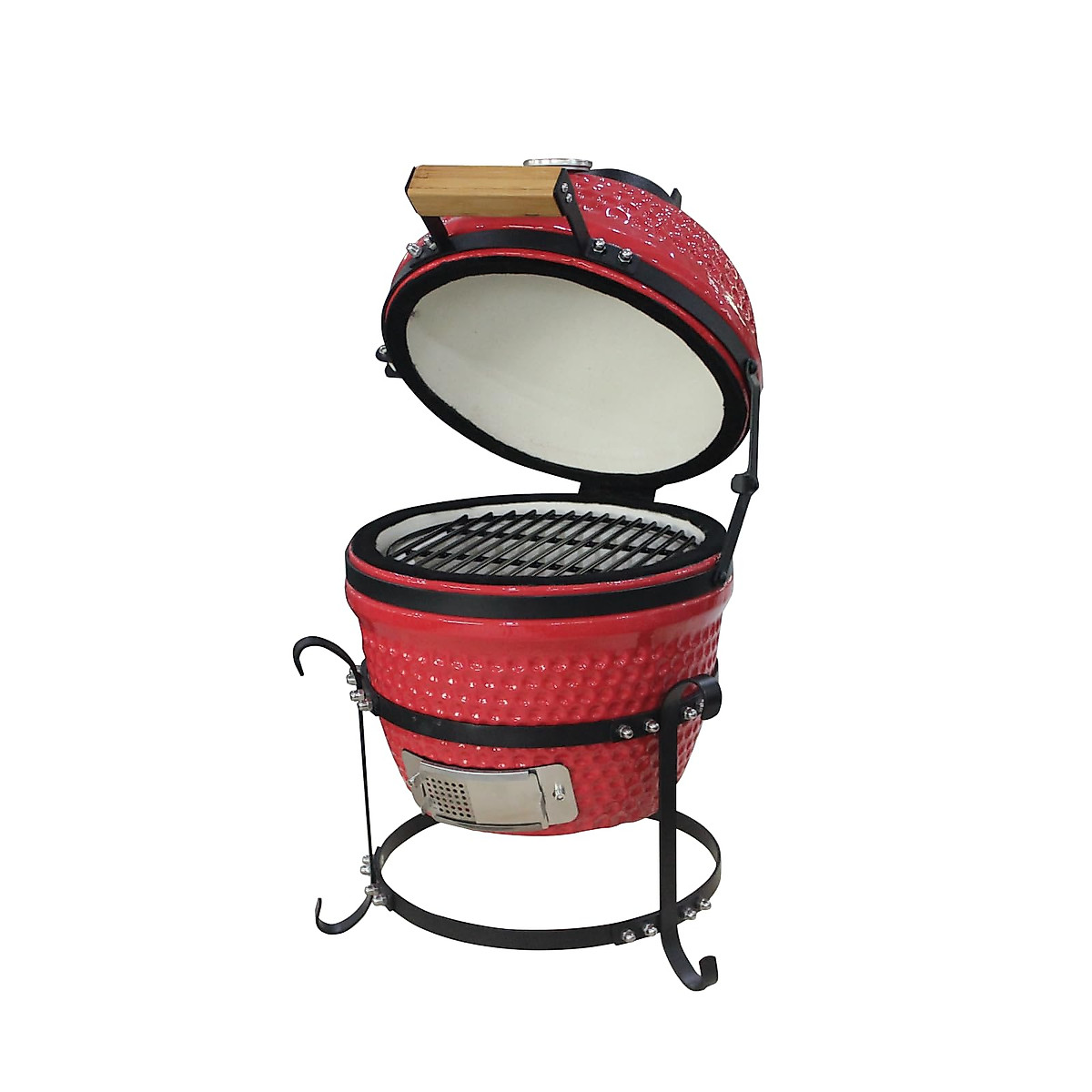 AUPLEX 13" Kamado Charcoal Grill, Ceramic BBQ Charcoal Grill, Mini Portable Clay Smoker Oven Barbecue Grill for Backyard, Balcony