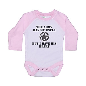 Ebenezer Fire The Army Has My Uncle But I Have His Heart/Raglan Onesie/Baby Military Outfit (6-12M, PINK)