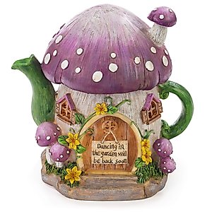 VP Home Mushroom Teapot Solar Light for Home and Outdoor Decor, Mushroom Solar Powered Flickering LED Garden Light, Solar Powered Teapot Backyard Party Decoration Light, Fairy Garden House
