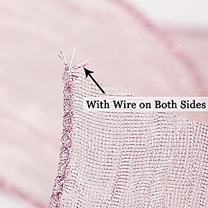 HUIHUANG Dusty Rose Wired Ribbon Crinkle Wire Ribbon 2.5 inch Wide Metallic Wired Wedding Ribbon for Gift Wrapping Basket Wreaths Bows Making Home Decor DIY Crafts Christmas Tree Top Bows-10 Yards