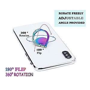 lenoup Rainbow Sparkle Cell Phone Ring Stand Holder,Glitter Bling Bling Rainbow Ring Grip Kickstand,360 Rotation Finger Ring for Almost All Phones,Pad