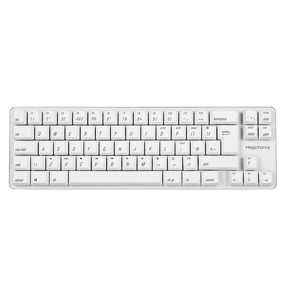 Qisan Mechanical Gaming Keyboard PBT Keycaps Gateron Blue Switch Mini 69 Keys(60%) Wired Keyboard with White Backlit UK QWERTY Layout Gaming Keyboard for Gaming Office