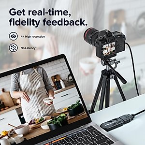 Cam Link 4K, External Camera Capture Card, 4K30/1080p120 for Streaming and Record via DSLR, Camcorder, Actioncam, Low-Latency for Video Conferencing, Live Streaming, Gaming, on OBS, Zoom, Windows, Mac