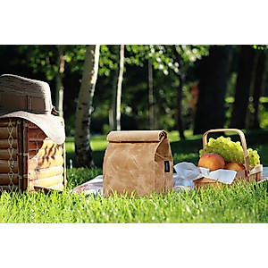 RUNHENG Canvas Lunch Bag, Waterproof Lunch Box with 2 Magnetic Buckles,Insulated Bag – Reusable Waterproof Tear, Leak Resistant, Spill Proof Thermal Cooler Lunch Box