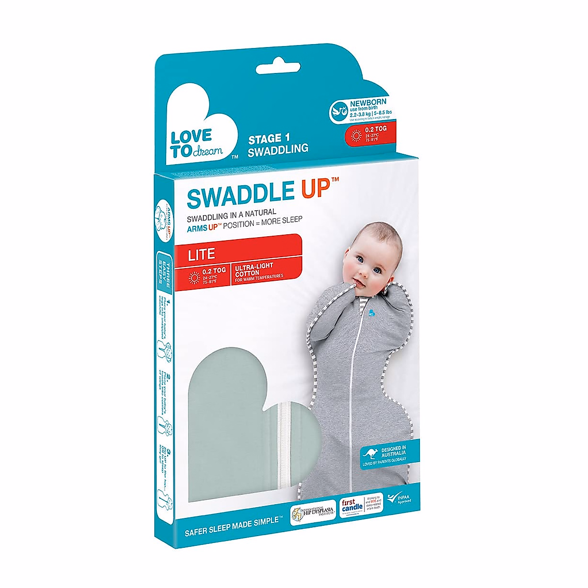 Love to Dream Swaddle, Baby Sleep Sack, Swaddle Up Self-Soothing Swaddles for Newborns, Snug Fit Helps Calm Startle Reflex, Lite 0.2 Tog Sleep Sack, 13-19 lbs, Olive