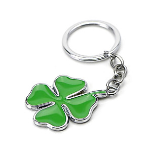 iJDMTOY Chrome Finish The Lucky Quadrifoglio Four Leaf Clover Cloverleaf Key Chain Ring Keychain