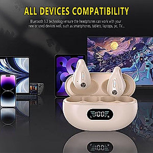 MALIHOO Wireless Ear Clip Headphones, Bluetooth Open Ear Sport Earbuds for Android iPhone,Air Conduction Headphones,Wireless Headset for Cycling,Running Workout,Running,Driving,Bluetooth 5.3