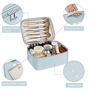 Pocmimut Makeup Cosmetic Bag for Women Cosmetic Travel Makeup Large Toiletry Bag for Girls Make Up Brush Bags Reusable Toiletry Bag(Blue)