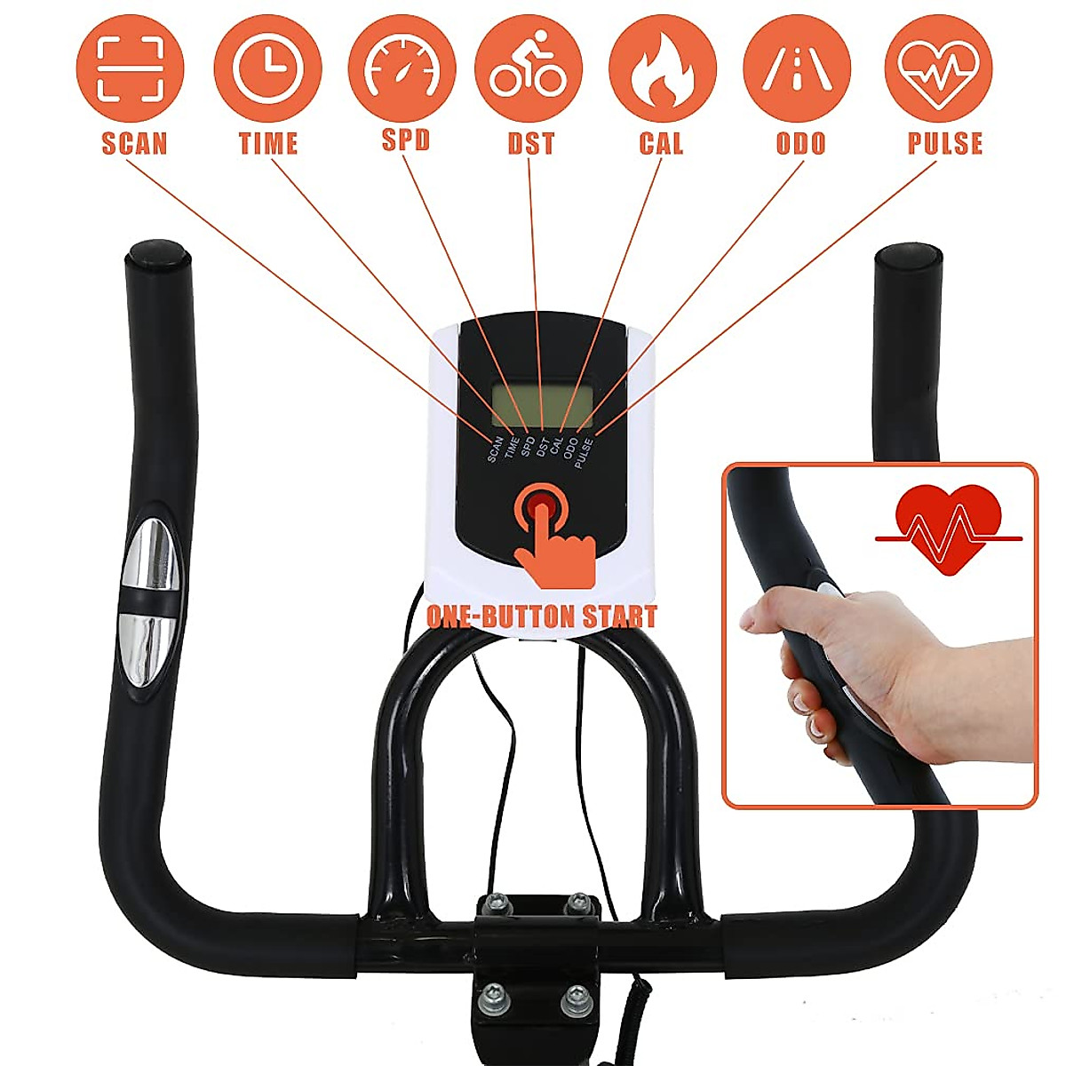 Exercise Bike Recumbent Cycling Bike Indoor Cycle Stationary Workout Equipment with Multi-Speed Adjustment of Resistance and Pulse LCD Display for Home Office