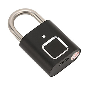 Smart Keyless Fingerprint Padlock, Biometric Fingerprint Padlock Prevent Theft Dustproof Rechargeable for Fence for Gym for Bicycle