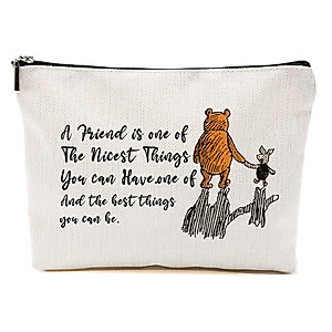 Blue Leaves Friends Gifts for Her,Cute Gifts for Best Friends Girls, Friends Gifts for Women Birthday-A Friend is one of The Nicest Things You can Have- Makeup Bag