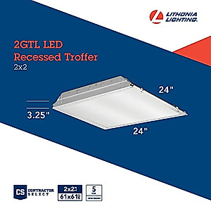 Lithonia Lighting 2GTL2 A12 120 LP840 2 ft. x 2 ft. GTL Prismatic Lens Lay-in 2000 lumens 4000K CCT, 1 Count (Pack of 1), Non-Dimmable