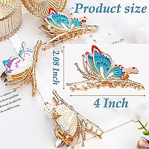 FDBJulyy 4 Inch Butterfly Metal Hair Clips for Women&Girls 3 Pcs Large Hair Claw Clips Nonslip 3 Styles Strong Hold Matte Claw Hair Accessories for Woman and Girls With Long Thick Hair & Thin Hair