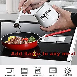 ONTUBE Porcelain Condiment Pots Set of 3 with Tray 12oz White