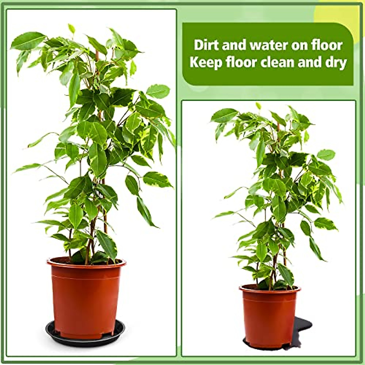 16 Pieces Plant Dish Plastic Plant Tray Round Thick Plant Pot Saucers Sturdy Flower Pot Saucer Black Drip Trays for Plants for Indoor and Outdoor Plants Home Garden (11.8 Inches in Top Size)