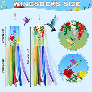 2 Pcs 40 Inches Twin Hummingbird Windsock, Decorative Spring Wind Socks Rainbow Outdoor Decor Windsock Flag Hanging Decor for Wall Tree Front Patio Lawn Garden