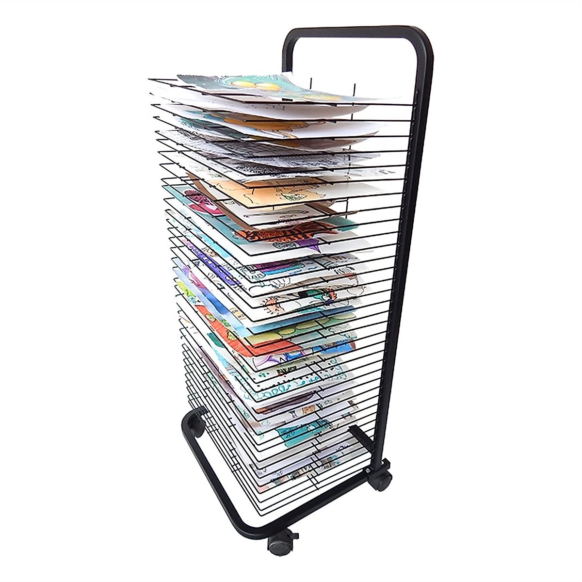 YSCMX Drying Rack, Mobile Classrooms, Art Studio, 25-Shelf Mobile Drying Rack with Wire Shelves for Works of Art, Black Powder Coated Finish，Drying & Print Racks (Color : 35-Layer)