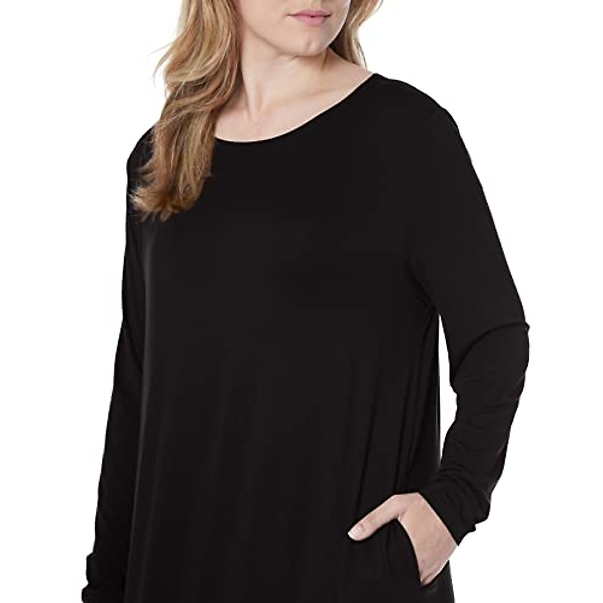 Verdusa Women's Long Sleeve Pocketed Loose Long Maxi Dress Black XL