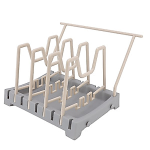 Orenic Pot Lid Organizer, Multifunction Pot Lid Holder Rack for Cabinet, Space Saving Pan Organizer with Non-slip Base for Kitchen Storage (B)