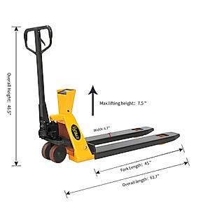 APOLLO Scale Pallet Jack Manual Hand Truck, Lb/Kg Switchable Electronic Digital Scale, 1lb Readability, 4400lbs Capacity 48"x27" Fork for Heavy Duty Warehouse Supermarket, Logistics Center