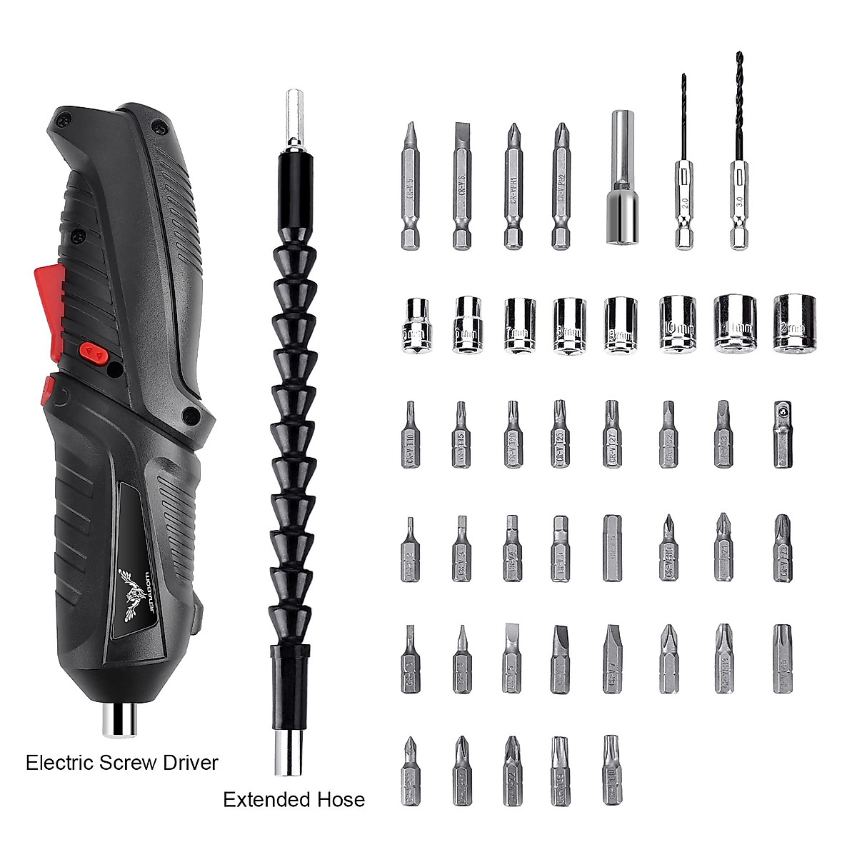 JENABOM 47 in 1 Electric Screwdriver Set, 3.6V Cordless & Rechargeable, 3.5N·m Max Torque, USB Power Rechargeable Screwdriver with 44pcs Driver Bits, Ideal for Small Projects