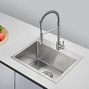 20-inch Drop in Kitchen Sink, TSIBOMU Stainless Steel Single Bowl Small Kitchen Sink Brushed Nickel, 20x16x9