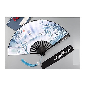 Folding Hand Fan Folding Fan Handheld Folded Fan 30cm Bamboo Foldable Fan, Portable, Ancient Chinese Style, for Cheongsam Dance Performance Fan Foldable Fan Hand Held Fans (Color : A5, Size : 30cm)