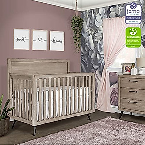 Evolur Stilnovo Mid Century 4-in-1 Convertible Crib in Windsor Oak Grey, Greenguard Gold Certified , 56x30.25x47 Inch (Pack of 1)