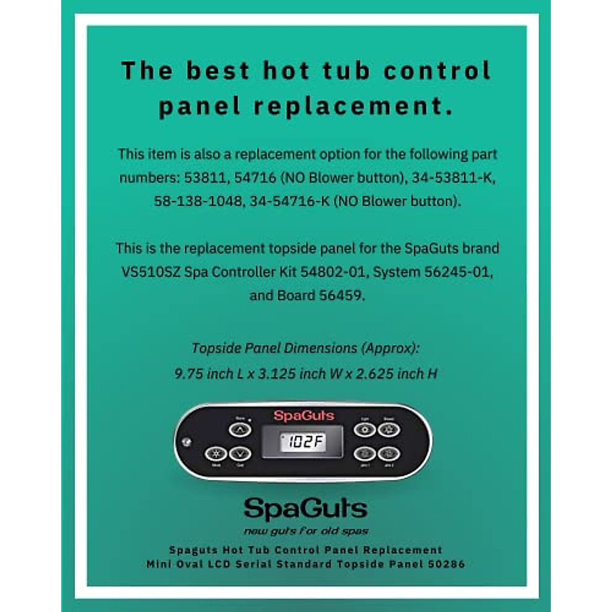 Spaguts Hot Tub Control Panel Replacement, Mini Oval LCD Serial Standard Topside Panel 50286, with 10ft Cord