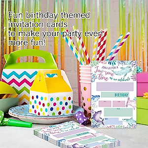 JioJio Chan Shark Attack Birthday Invitation Cards Shark Theme Party Invite Pool Birthday party Invitations Pool Birthday Party Supplies for kids, Shark Tastic, 20 Invitations and Envelopes (J571)