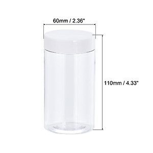 uxcell Round Plastic Jars with White Screw Top Lid, 8oz/ 250ml Wide-mouth Clear Empty Containers for Storage, Organizing, 10Pcs