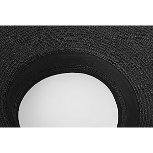 Women Sun Visors Foldable Straw Hats Summer Beach Packable Hat Floppy Wide Brim Cap Big Heads Sombrero (Black)