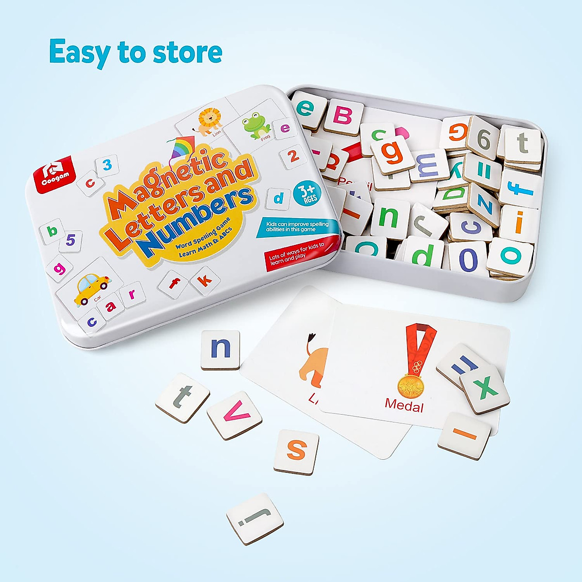 Coogam Magnetic Letters Numbers Alphabet Fridge Magnets ABC 123 Educational Toy Set Preschool Learning Spelling Counting Uppercase Lowercase Math for 3 4 5 Years Kid Toddler