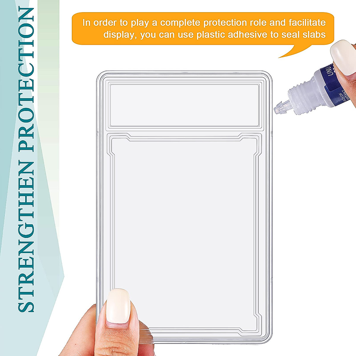 Trading Cards Protector Case Acrylic Clear Baseball Card Holders with Label Position Hard Card Sleeves Small Sturdy Storage Box for Card Standard Collector Sport Game Grade Card Case (6 Pieces)