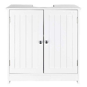 Kcelarec Bathroom Pedestal Sink Storage Cabinet, Bathroom Wood Storage Cabinet with 2 Doors, Pedestal Under Sink Organizer Cabinet with Internal Shelf,White